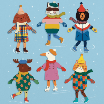 Ice Skating Animals Paper Craft Kit