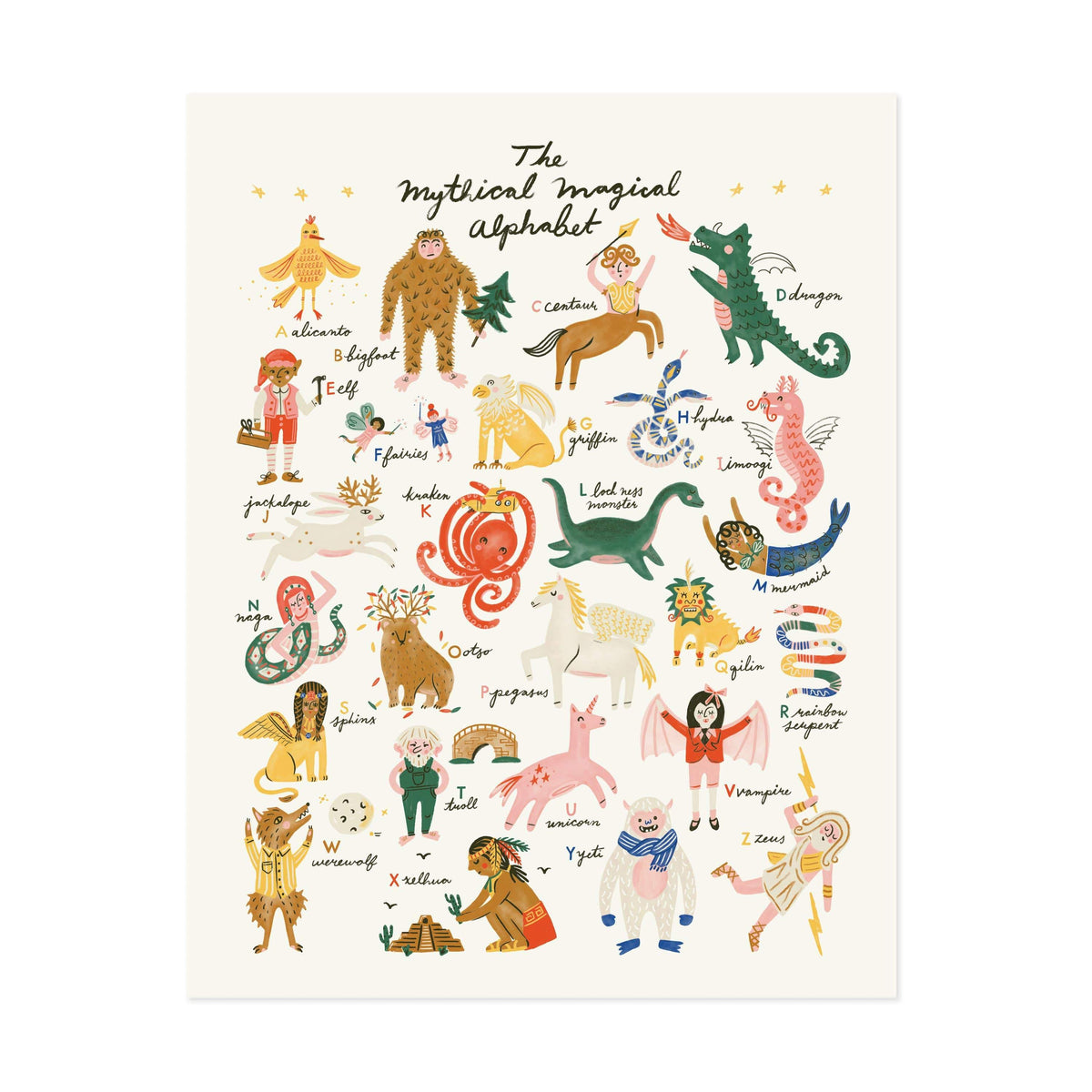 Mythical Magical Alphabet Art Print